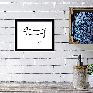 Amanti Art Wood Framed Wall Art Print Le Chien (The Dog) by Pablo Picasso (11 in. W x 9 in. H), Svelte Unique Black Frame - X-Small