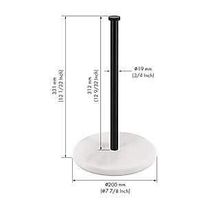 Kitchen Paper Towel Holder Standing with Marble Base for Standard or Jumbo-Sized Rolls, Matte Black KPH100-BK