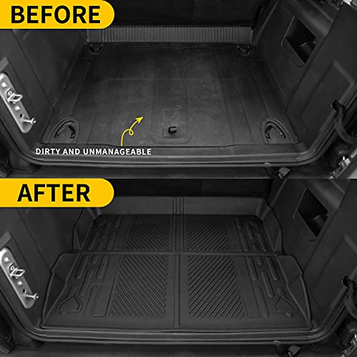 Maxzina Cargo Mat Compatible with 2021 2022 2023 2024 Ford Bronco Trunk Mat All-Weather TPE Rear Trunk Tray Cargo Liner for Ford Bronco Accessories 4 Doors (Not Compatible with Bronco Sport)