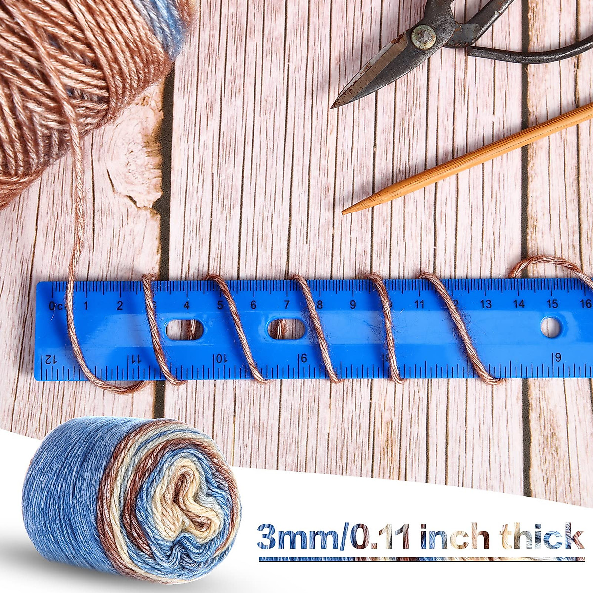 Gejoy 8 Pack Gradient Color Cotton Cake Yarn Self Striping Yarn 60% Cotton 30% Acrylic 10% Wool Multicolor Rainbow Soft Yarn for Knitting Crocheting Art Crochet Kids Adults DIY Crafts