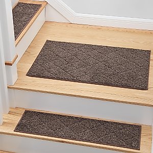 MBIGM Non-Slip Carpet Stair Tread Mat 20" x 32" Landing Rug - Matching Mat Soft Plush Comfort Non-Skid Safety Rug Slip Resistant - Coffee Liquor