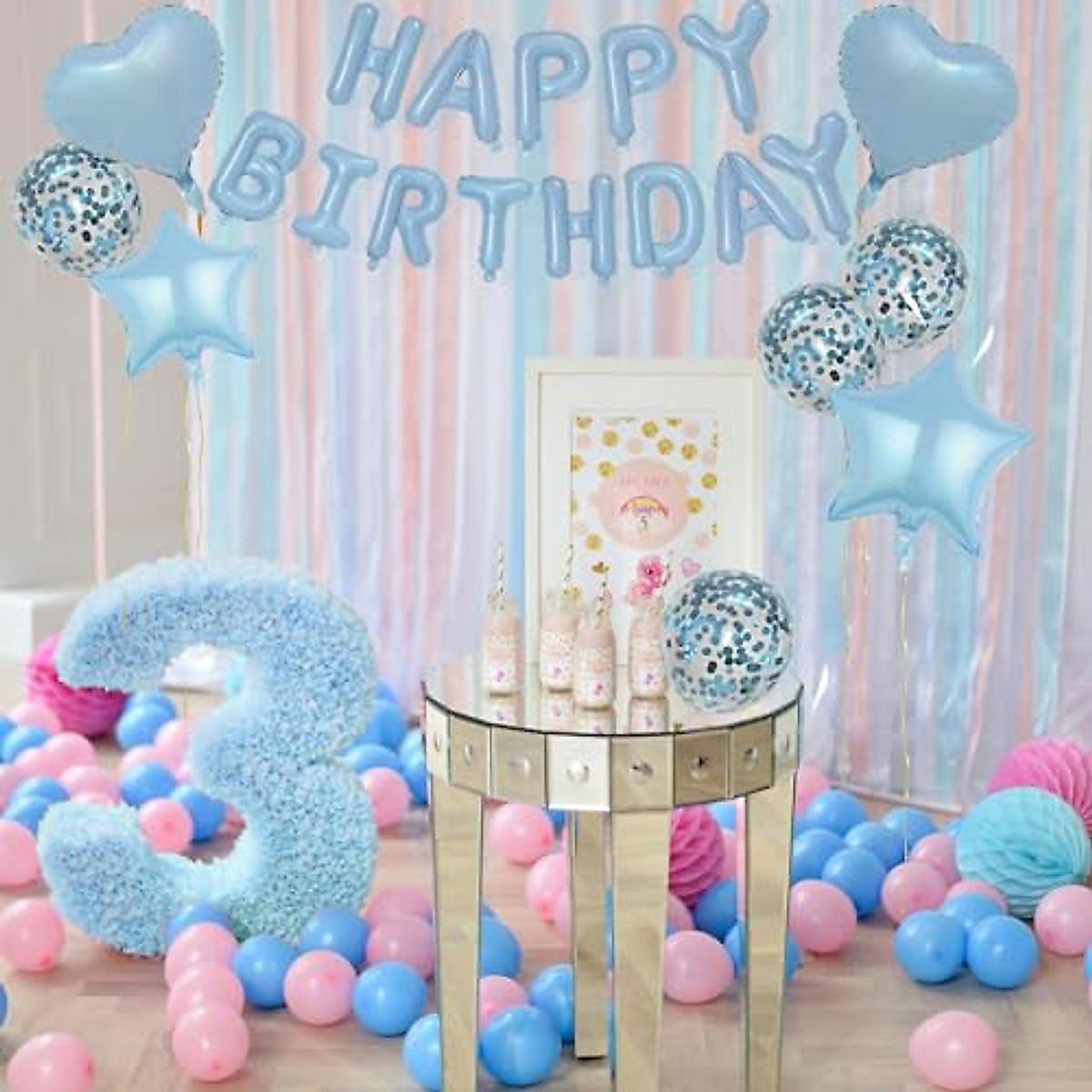 Light Blue Birthday Decor - 27 Pcs Balloon Kit