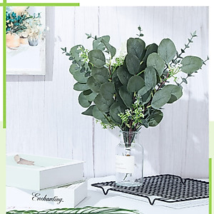 MTLEE 60 Pieces Artificial Eucalyptus Leaves Stems Greenery Fake Silver Dollar Eucalyptus Stems Faux Eucalyptus Plant Branches for Wedding Holiday Greens Bouquets Decoration