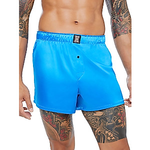 Savage X, Men's Satin Boxers, French Blue, M