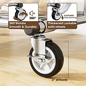 HYSEYY Clothes Rack Clothing Rack 620 LBS,Heavy Duty Clothes Rack with Wheels,Rolling Clothing Racks for Hanging Clothes,Portable& Adjustable Clothes Wardrobe Organizer,Sliver