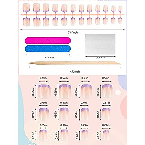 Yokilly 120pcs French Tip Press on Nails Short, Natural French Fake Nails, Acrylic False Nails Kit Including 12 Size False Nails, Multicolor Nails Tips Sets with Nail Glue Stickers, Files and Stick