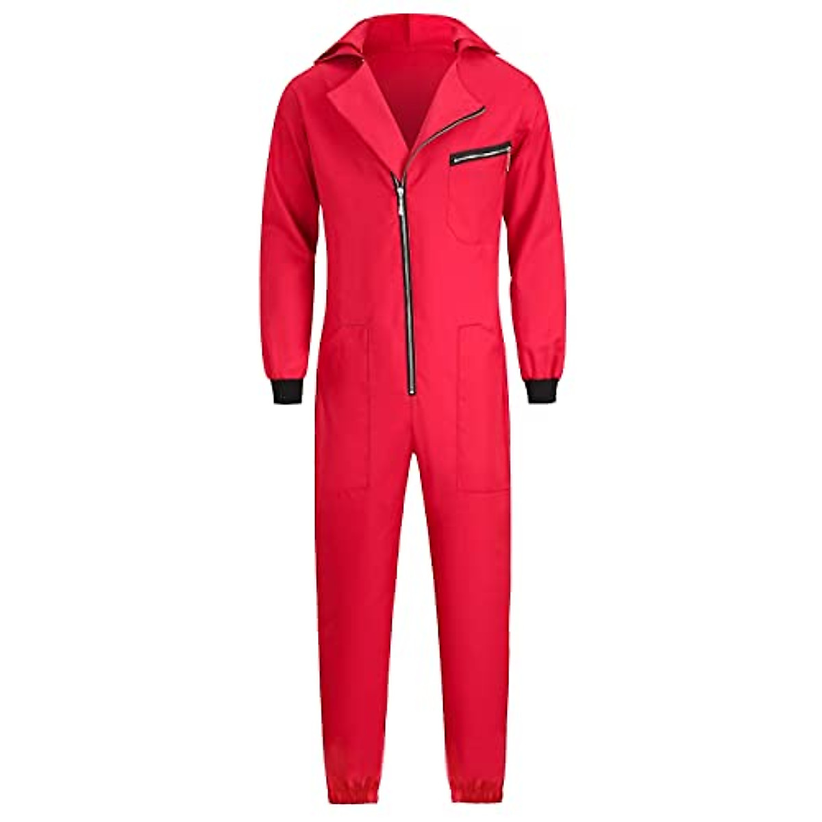 Fairycece Money Costume Heist Red Jumpsuit With Hood Women Casa De Papel La Men Coverall