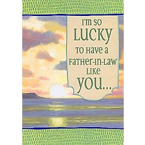 Designer Greetings I'm So Lucky Sunrise with Green Borders Birthday Card for Father-in-Law