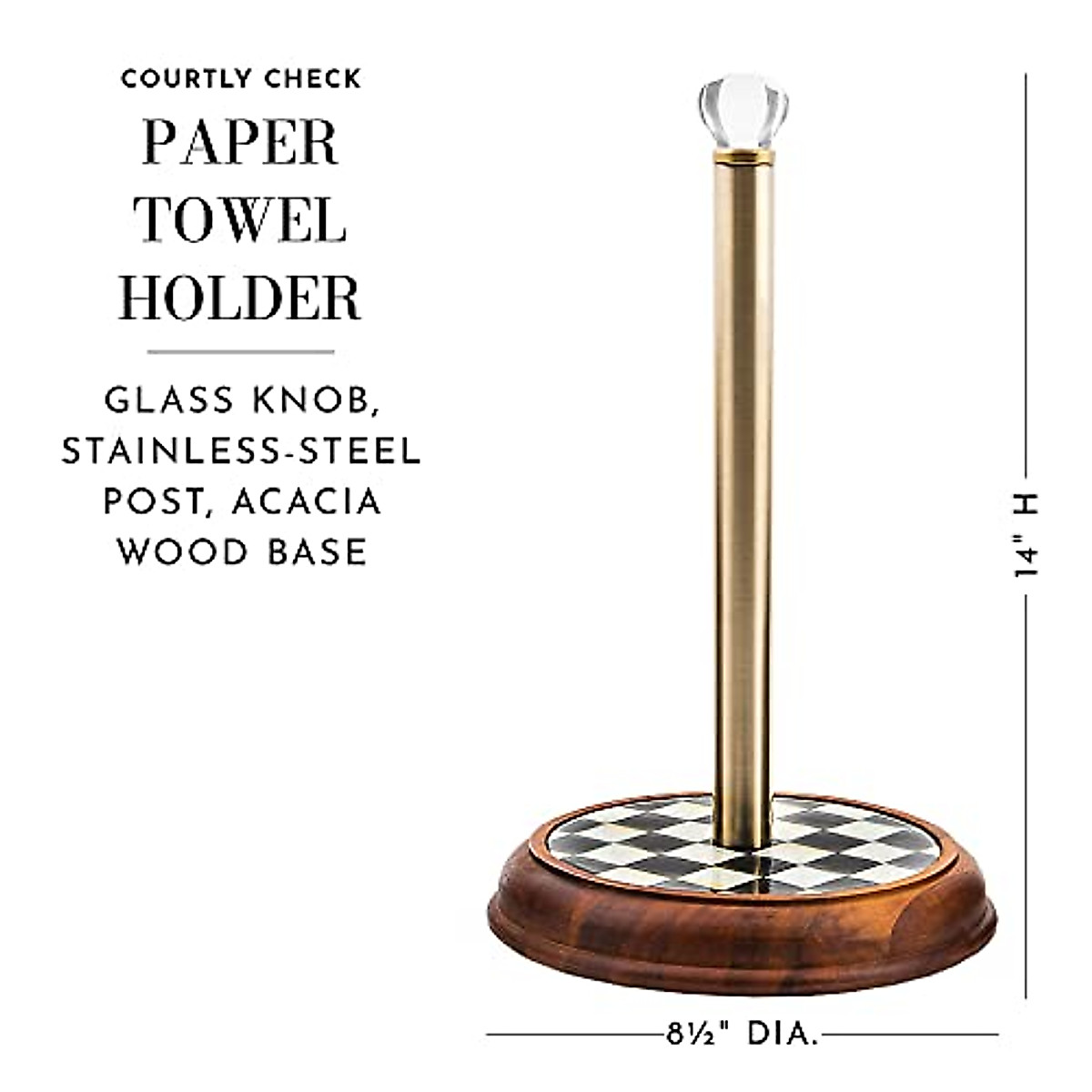 MacKenzie-Childs Courtly Check Wood Paper Towel Stand, Paper Towel Holder for Kitchen