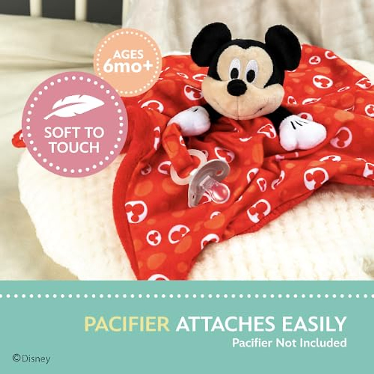 KIDS PREFERRED Disney Baby Mickey Mouse Plush Stuffed Animal Snuggler Lovey Security Blanket 13.18" x 13.18" x 3.5"