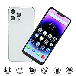 Cell Phone, 6.53 Inch Full Screen Mobile Phone 100‑240V Dual SIM Dual Standby RAM 8GB ROM 64GB for Android 12 for Study (US Plug)