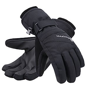 ANDORRA Ski Gloves Women Touchscreen Zipper Pocket Snow Gloves Snowboarding Gloves, Black, S