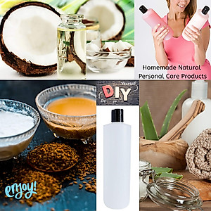 kelkaa 16oz HDPE Durable Squeezable Plastic Bottles with Black Press Disc Top Cap Natural Clear Container for Any Liquid Products, Multi-Purpose Empty Refillable Bottles (Pack of 10)