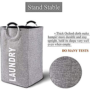 XIGUI Large Collapsible Laundry Hamper Bag with Handles, 13 x11 x 20Inches Foldable Clothes Basket for Washing Storage