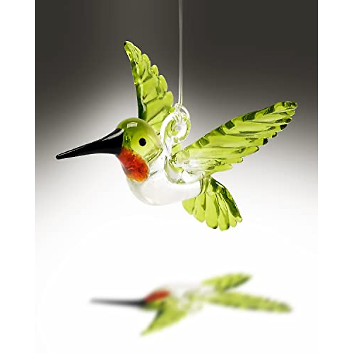 Nefelibata Hummingbird Ornament Glass Green Figurine Crystal Hanging Bird Art Christmas Xmas Tree Suncatcher Window Decor Memorial Gift for Her Friend Bird Lover Set of 1 Party Home Decorations