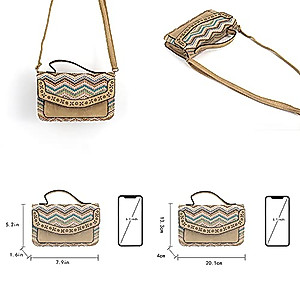 Meyaus Women Mini Patchwork Contrast Color Straw Woven Crossbody Shoulder Bag Top-handle Bag Handbag