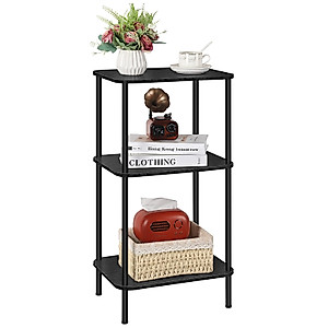 BTY Industrial 3 Tier Tall Side Table, 30" H, Black, Console Table, End Table