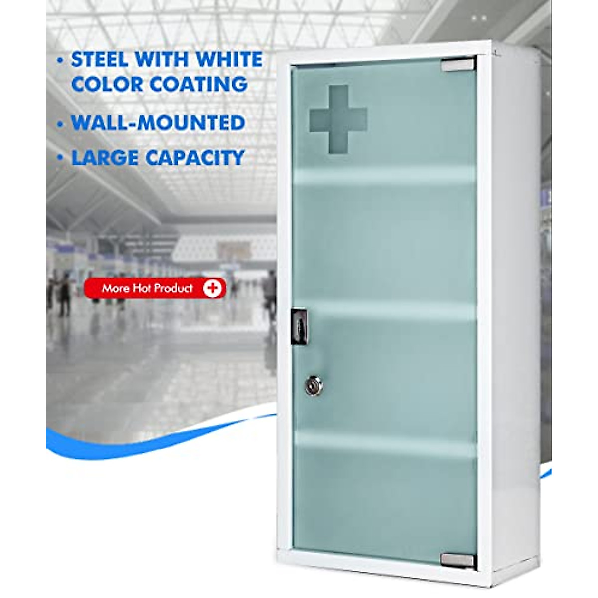 Wincere 4 Tier Moisture Resistance Steel Wall Mount Medicine Cabinet First Aid Storage Emergency Organizer