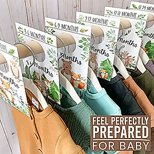 6 Woodland Hanger Dividers Baby Closet Size Dividers - Baby Essentials For Newborn Essentials, Baby Closet Dividers, Baby Closet Organizer For Nursery Organization, Nursery Closet Dividers Neutral