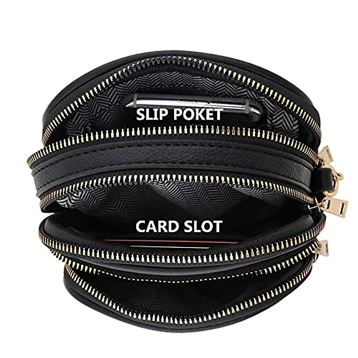 FashionPuzzle Multi Pocket Casual Crossbody Bag (Black) One Size