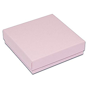 TheDisplayGuys 25-Pack #33 Cotton Filled Cardboard Paper Jewelry Box Gift Case - Pink (3 1/2" x 3 1/2" x 1")