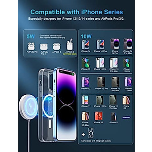 Magnetic Wireless Charger, Magnetic Charging Pad with 20W USB C PD Adapter, Mag-Safe Charger Compatible with iPhone 12/13 Mini/,iPhone 14 Plus,12/13/14 pro/12/13/14 pro max, AirPods 3/pro/pro 2