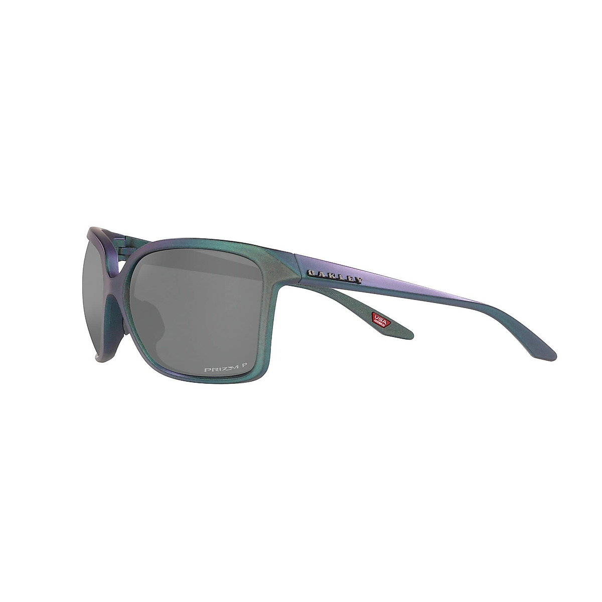 Oakley Women's OO9230 Wildrye Butterfly Sunglasses, Matte Silver/Blue Colorshift/Prizm Black Polarized, 61 mm