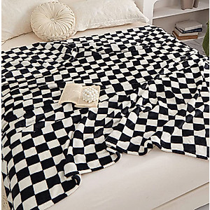 Buffalo Plaid Throw Blanket Flannel Checkerboard Grid Pattern No Pilling Luxury Plush Cozy Flannel Blanket Suitable for Bed Couch Chair (Black, 60”x78”)