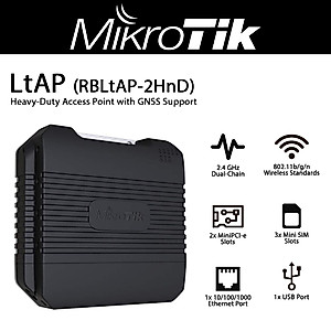 MikroTik LtAP RBLtAP-2HnD Weatherproof Wireless 2.4GHz Access Point w/Built in GPS (Without LTE Card)