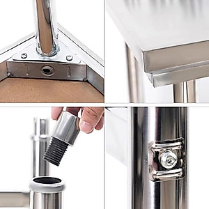 Single Level Stainless Steel Work Table Kitchen Prep Table Commercial Chopping Table Casework Stable Frame Work Table with Adjustable Legs Wide Application(100x40x80cm)