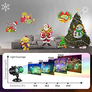 Projector Lights, Ampulla Christmas Halloween Holiday Ocean Wave Projector Lights 2-in-1 26 HD Effects 16/24 Pattern Slides Outdoor Indoor Xmas Theme Party Yard Garden Decorations… (16 HD Slides)