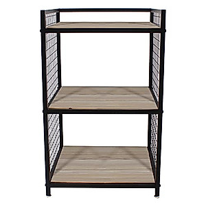 LOYALHEARTDY 3-Shelf Shelving Storage Unit Industrial 3-Tier Storage Rack Metal and Wood Style Bookshelf Multi-Purpose Indoor Garage Storage Organizer Shelves, 21.3" x 21.3"x 34.6" (3-Tier)