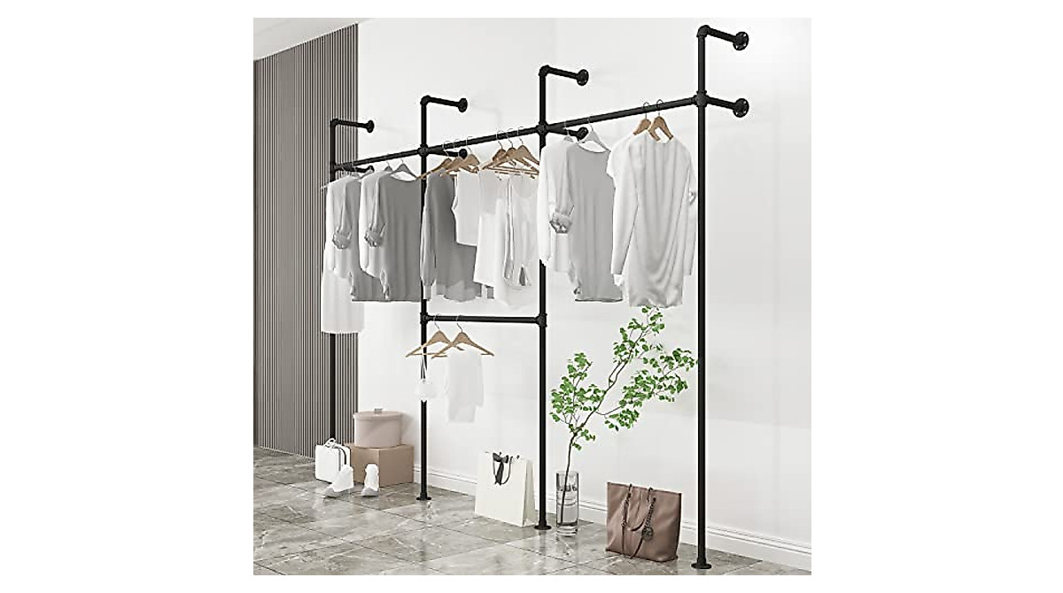 Industrial Pipe Clothing Rack - Modern & Versatile Design