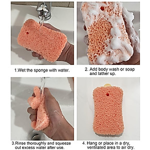 Danpaty Bath Sponge 3-Pack – Soft Exfoliating Shower Sponges for Deep Cleaning, Durable Body Sponge Set for Adults in Orange, Blue & Green