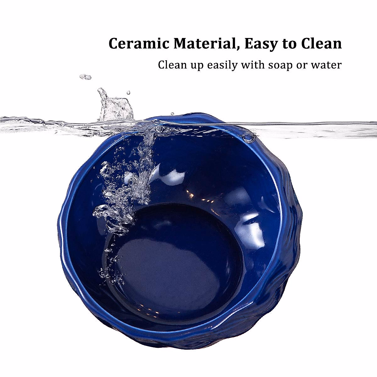 Jemirry Ceramic Elevated Cat Bowl Anti Vomiting, 15° Tilted Food and Water Cat Bowl Set, Raised Pet Bowl with Non-Slip Stand for Cat and Dog, Protect Pet's Spine, Microwave Dishwasher Safe (Sea Blue)