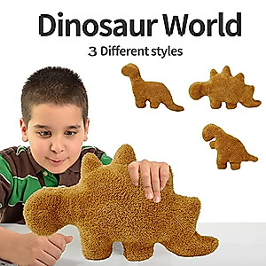 Isaacalyx Stegosaurus-18 inch Dino Chicken Nugget Plush, Soft Dinosaur Chicken Nuggets Pillow for Birthday Gifts, Dinosaur Theme Party Decorations (Dino-D)