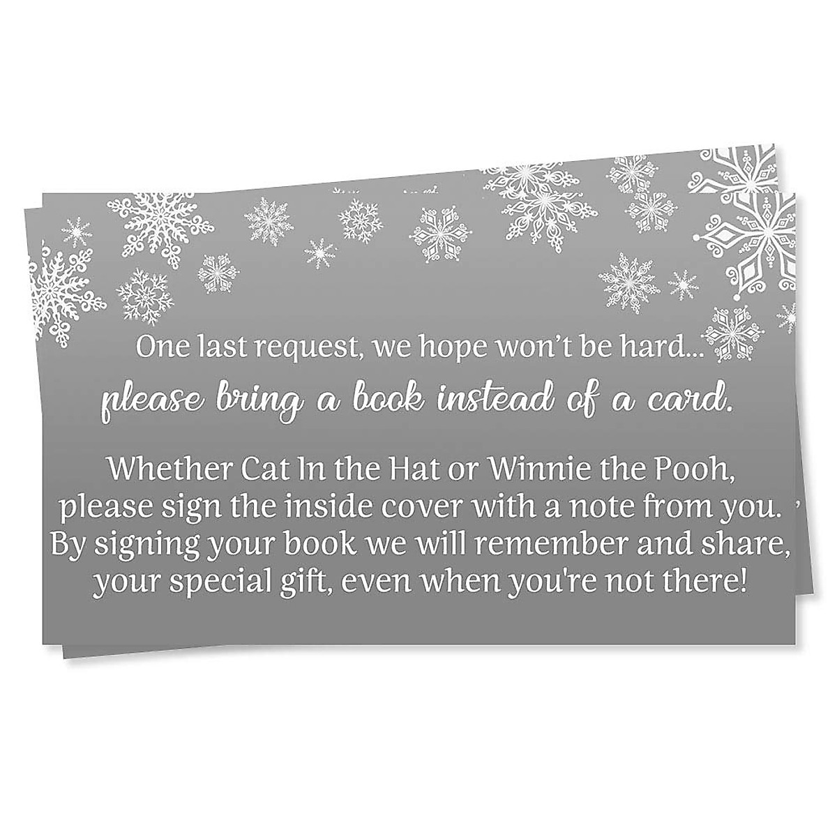 The Invite Lady Baby Shower Bring A Book Instead Of A Card Winter Snowflake Gender Neutral Inserts (25 Count)