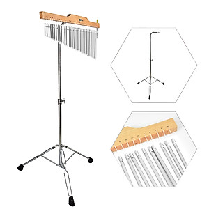 ENNBOM Bar Chimes with Adjustable Stand 25 Note 36 Note Single-row Wind Chime Musical Percussion Instrument (36 Note, Frosted red)