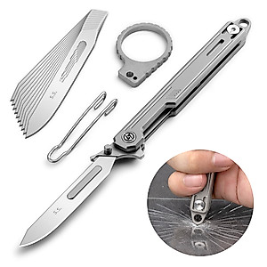 OLITANS T022 Titanium Alloy Pocket Knife Folding scalpel knife With Glass Breaker Tool Multifunctional knife No.60 scalpel blade 1.71oz