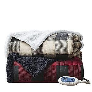 Woolrich Linden Mink to Berber Electric Blanket Cozy Bedding, Oversized Throw Ultra Soft, Quick Warm Up for Cold Weather with Auto Shut Off and Multi-Heat Level Setting Controller, 60x70, Tan