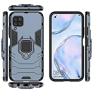 EasyLifeGo for Huawei P40 lite/Huawei Nova 7i Kickstand Case with Tempered Glass Screen Protector [2 Pieces], Hybrid Heavy Duty Armor Dual Layer Anti-Scratch Case Cover, Blue