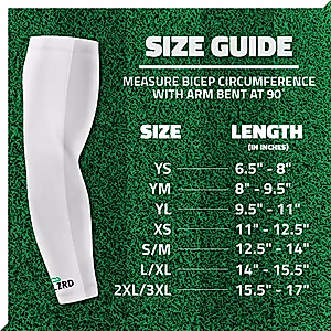 LZRD TECH Football Sleeve - Max Grip Compression Arm Sleeve with Moisture Wicking Fabric, Protection from Turf Burns & Scrapes - NCAA Legal UV Protection Sleeves - Youth Medium, White