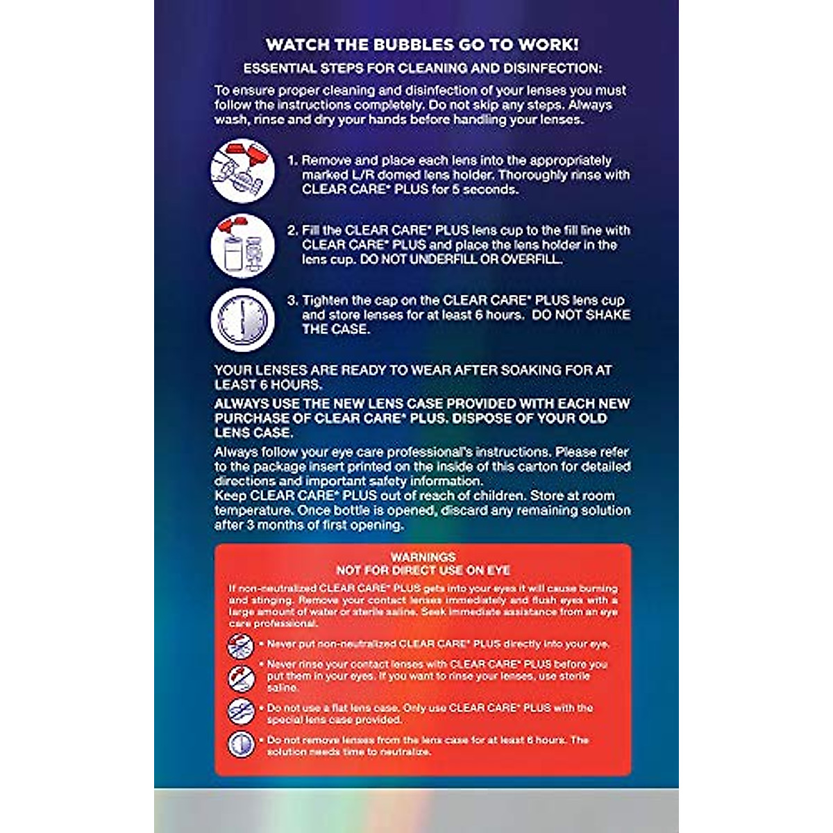 Clear Care Plus Cleaning Solution with Lens Case, Twin Pack, Multi, 12 Oz, Pack of 2