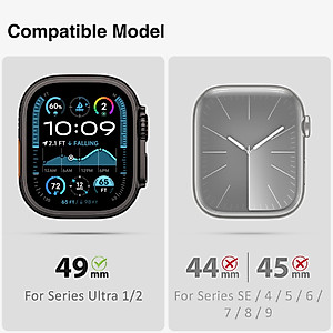 ULTIMAL Bands Case Compatible with Apple Watch Ultra 2/1 49mm for Men, Rugged Sports Band with Tough Shockproof Bumper Case, Heavy Duty Replacement Band (Black/Orange)