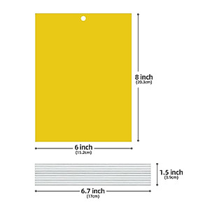 Cheechee 20-Pack Yellow Sticky Traps for Gnats, Fruit Fly Trap for Indoors/Outdoor Flying Plant Insect Killer Like Fungal Gnats, White Flies, Aphids, Leaf Miners - 6x8 in, 20pcs Twist Ties Included