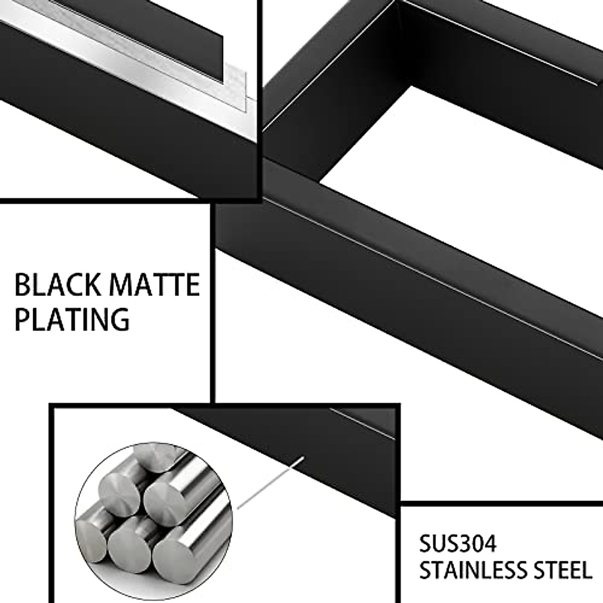 Ddtohan Towel Bar, Stainless Steel Hand Towel Rack, Bathroom Wall Mount Towel Holder (Black)