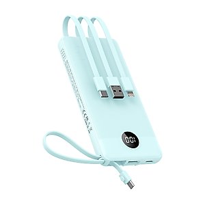 VEEKTOMX Portable Charger with Built-in Cables - 10000mAh Power Bank for iPhone - Slim Fast Charge USB C Battery Pack - Small Travel Essentials Powerbank, Compatible with iPhone, Samsung, Android, etc