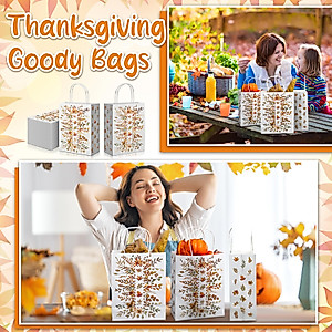 Kolldenn 24 Pcs Fall Gift Bags with Handles Thanksgiving Paper Bags Maple Leaves Wildflower Floral Seasonal Autumn Bulk Goodie Bags for Wedding Birthday Party Favor Supplies