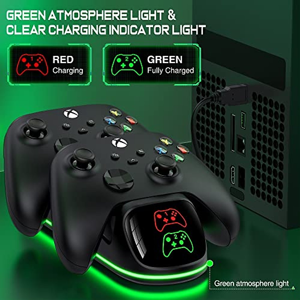 Controller Charger Station with 2x4800mWh Rechargeable Battery Packs for Xbox One/Series X|S Controller, Dual Charging Dock for Xbox One Controller Battery Pack with 4 Batteries Covers for Xbox