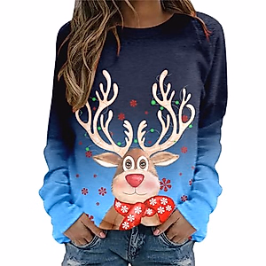 Christmas Shirt Western Womens Shirts Party Tops Blouse top 2023 Fashion Clothes Tunic Sweatshirt Silk Casual Trendy Football Sweatshirts for Women Jackets for Women Snowflake Reindeer